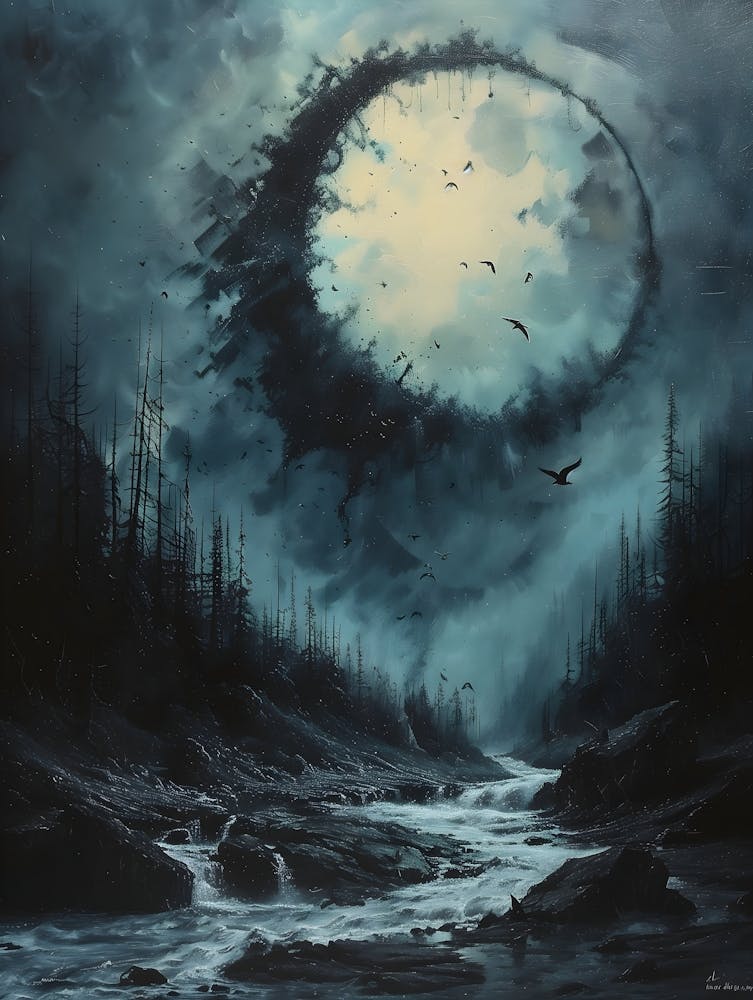 Dark Forest, Bichromatic, Surrealism, Impressionism 1 Art Print by ...
