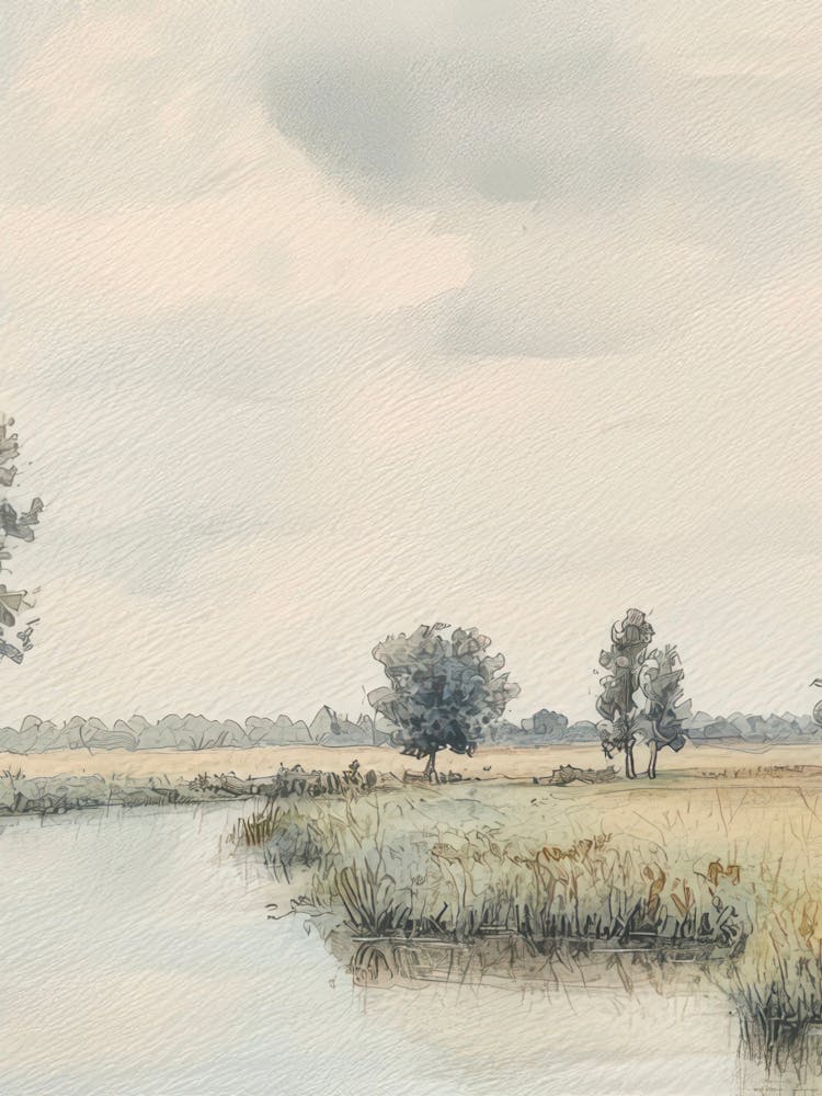 Summer Landscape With River And Trees Landscape Vintage Watercolour 2 ...