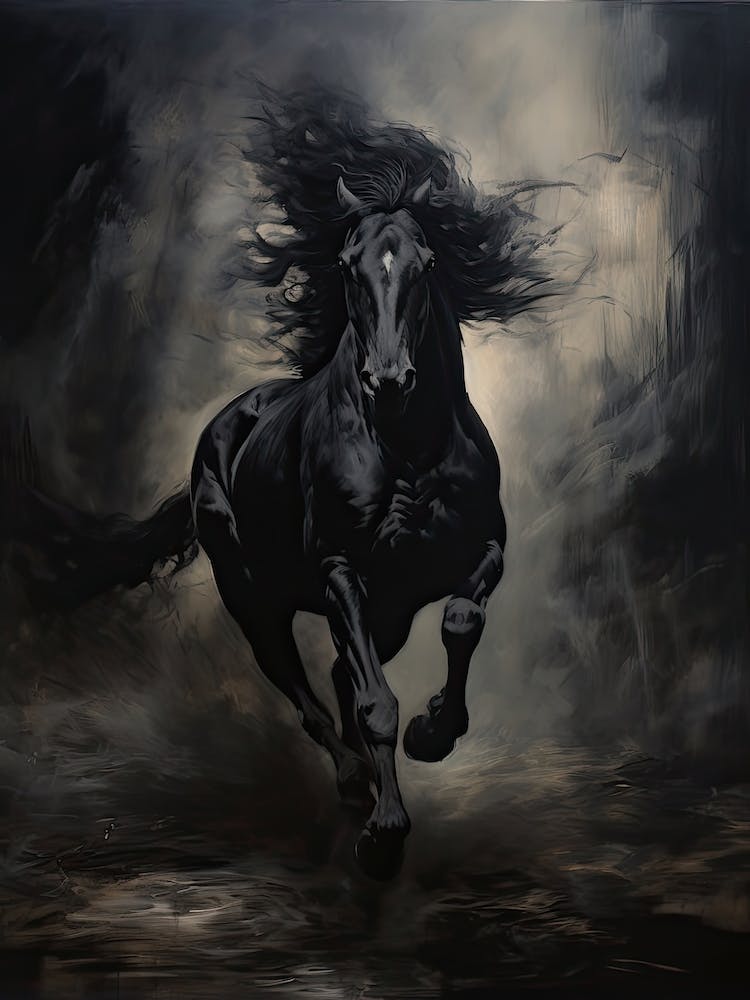 A Horse Painting In The Style Of Tenebrism 3 Art Print by Equine ...