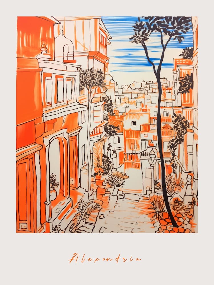 Alexandria Egypt Orange Drawing Poster Art Print by MedArt – Fy!