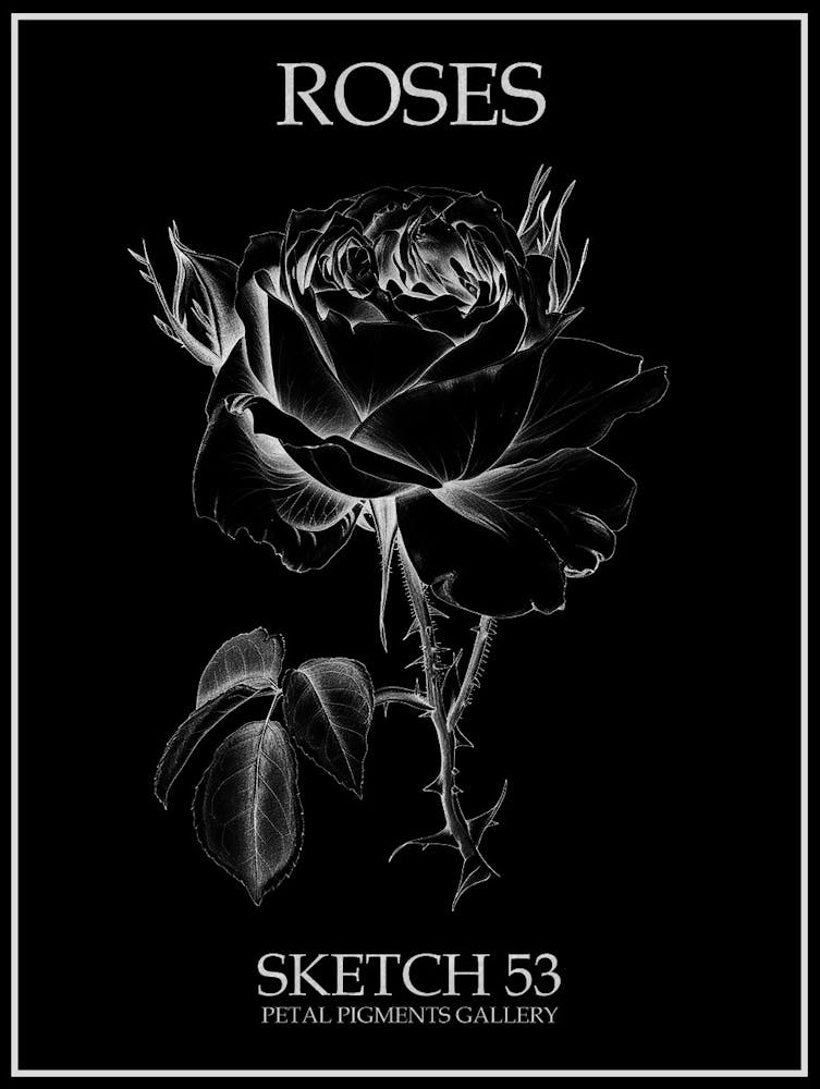 Roses Sketch 53 Poster Inverted Art Print by Petal Pigments – Fy!