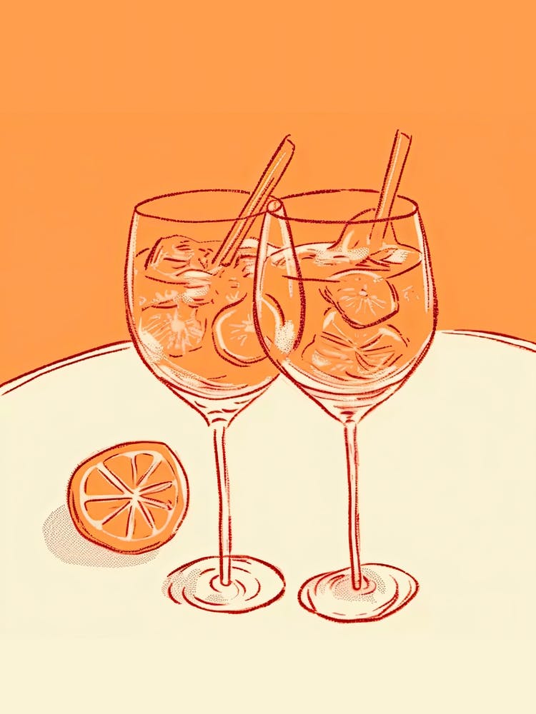 Cocktail Aperol Drawing Art Print by Mambo – Fy!