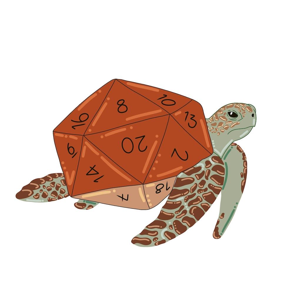 D20 dice turtle dungeons and dragons Art Print by Katerhi – Fy!