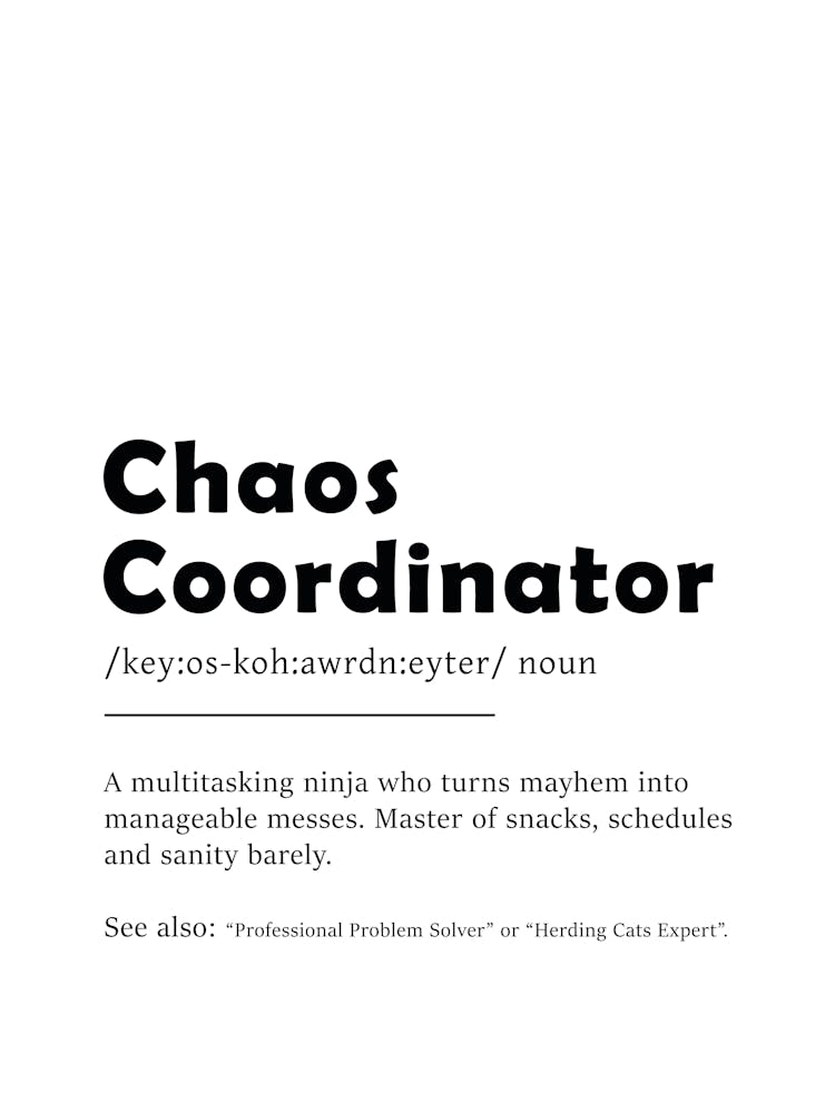 Chaos Coordinator Definition Poster - Dictionary Art Print by Fy!
