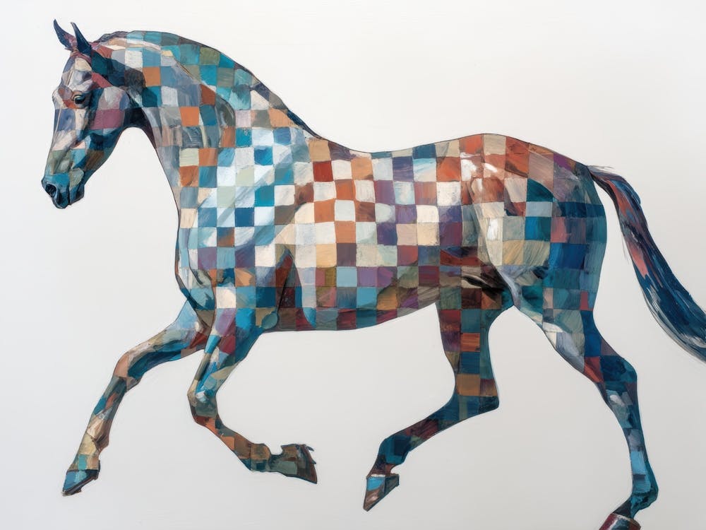 Checkered Horse 1 Art Print by Moving Clouds Art – Fy!