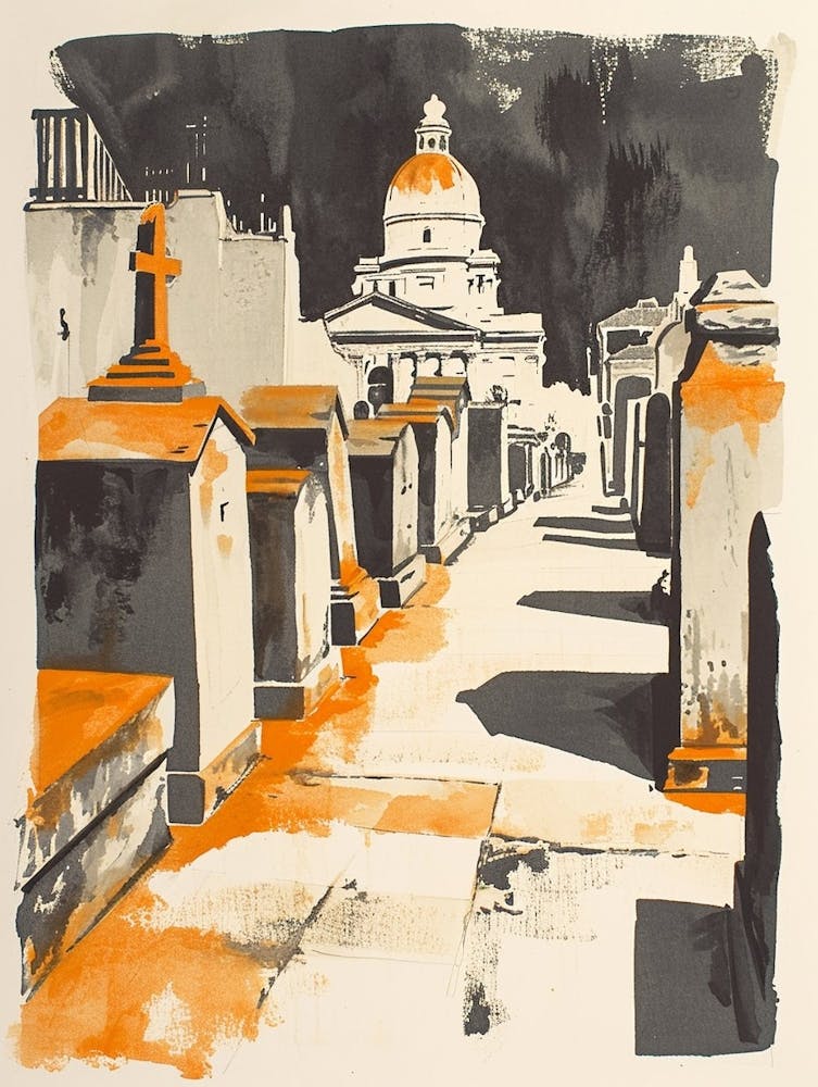 St Louis Cemetery No 1 Retro Lithograph 1 Art Print by PixelPerfect – Fy!