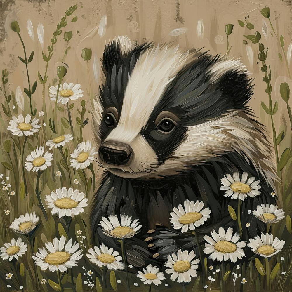 Baby Badger Fairycore Painting 2 Art Print by All Things Fairy – Fy!