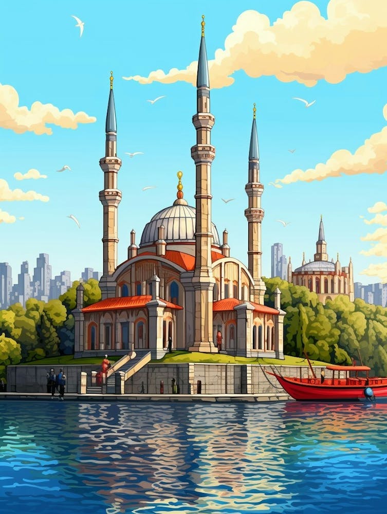 Ortaky Mosque Pixel Art 5 Art Print by PixelPerfect – Fy!