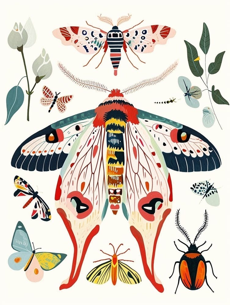 Colourful Insect Illustration Moth 10 Art Print by Ritual Art Prints – Fy!