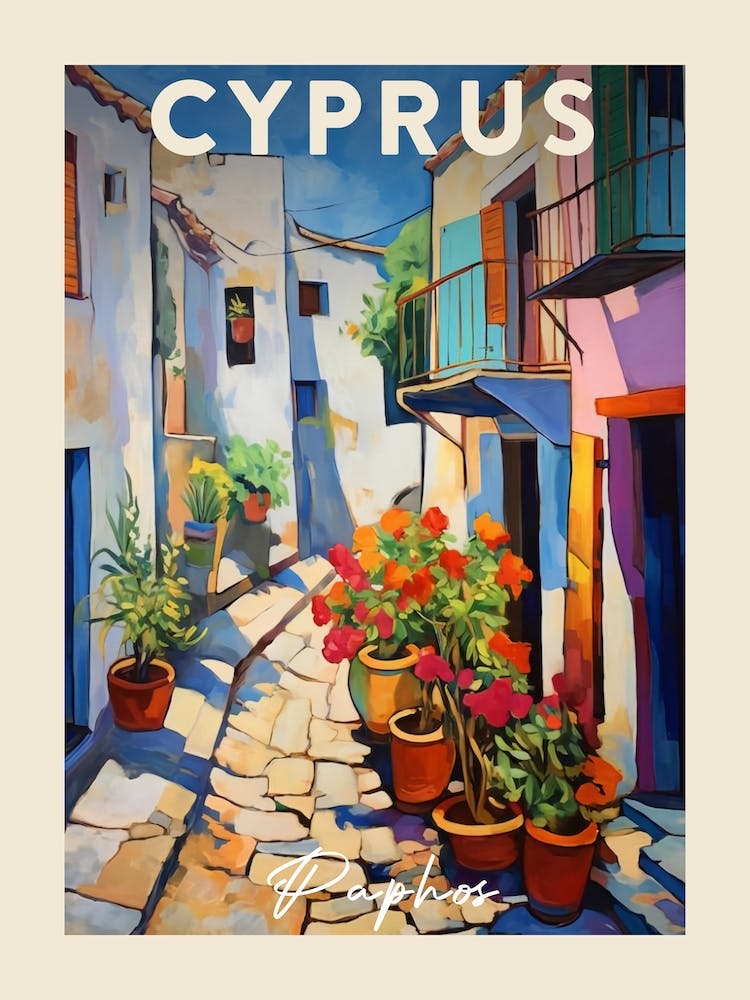 Paphos Cyprus 3 Fauvist Painting Travel Poster Art Print by MedArt – Fy!