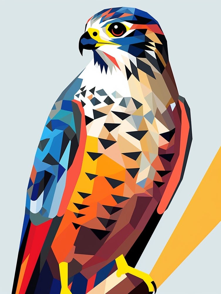 Colourful Geometric Bird Falcon 4 Art Print by Feathered Muse – Fy!
