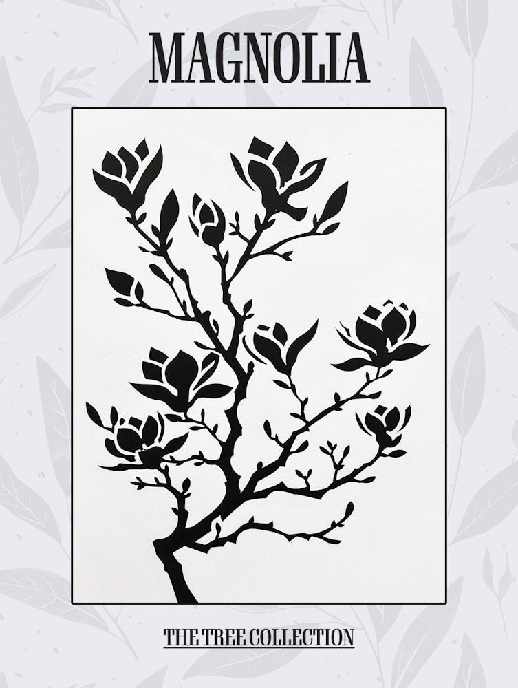Magnolia Tree Simple Geometric Nature Stencil 2 Poster Art Print by ...