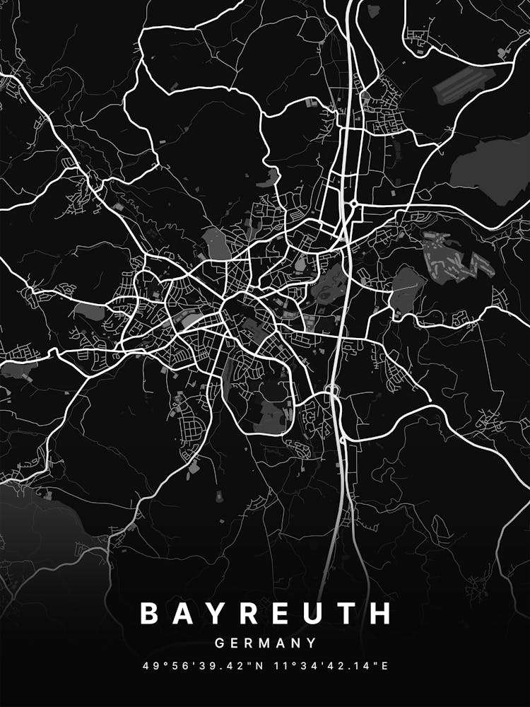 Bayreuth Germany Black Map Art Print by The Map Merchant – Fy!