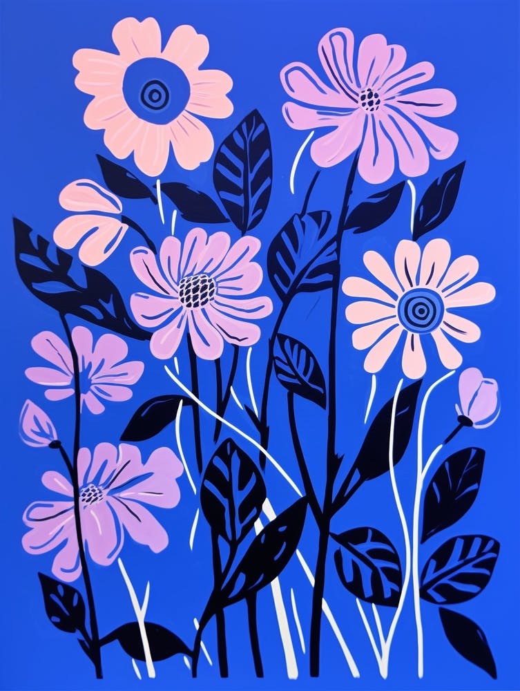 Blue Flower Illustration Asters 7 Art Print by Botanic Studio – Fy!