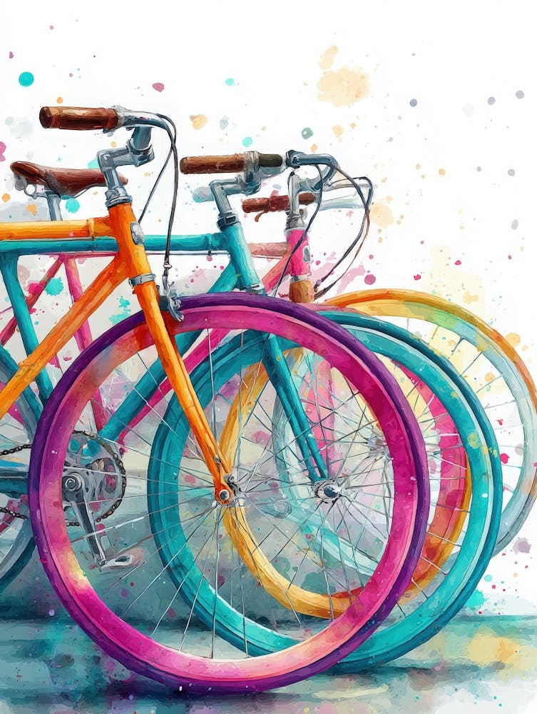 Aihrgdesign Isolated Watercolor Painting Of Vintage Bicycles 16 Art ...