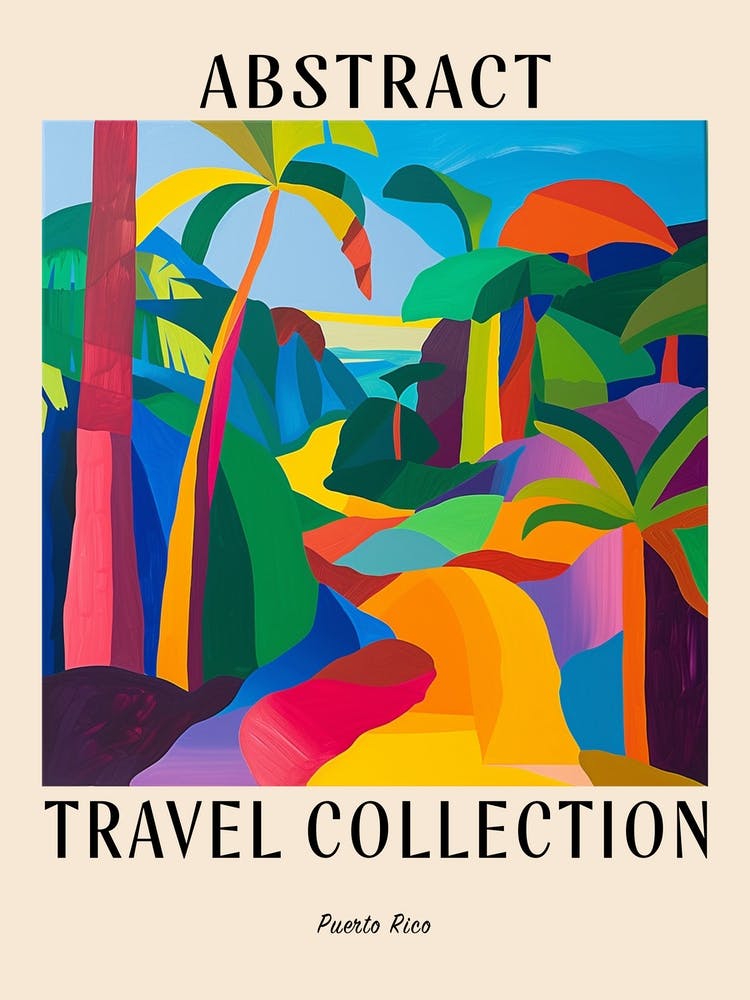Abstract Travel Collection Poster Puerto Rico 4 Art Print by Hue ...