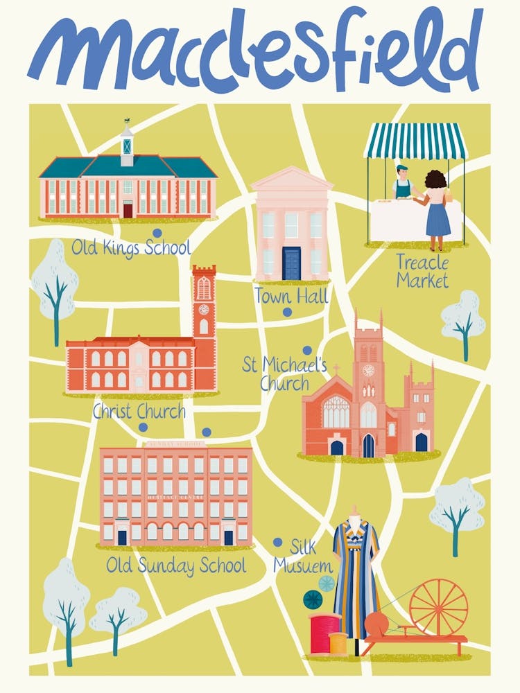 Macclesfield Map Illustration Art Print by Illustrated By Mabel – Fy!