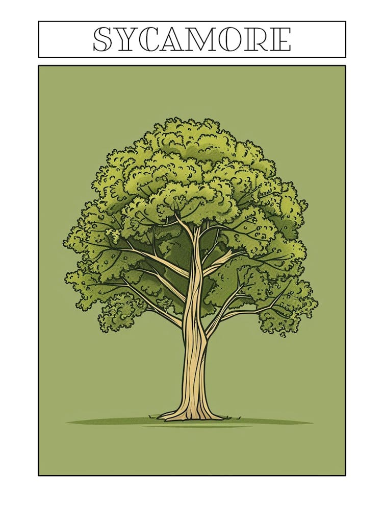 Sycamore Tree Minimalistic Drawing 1 Poster Art Print by Bough And ...