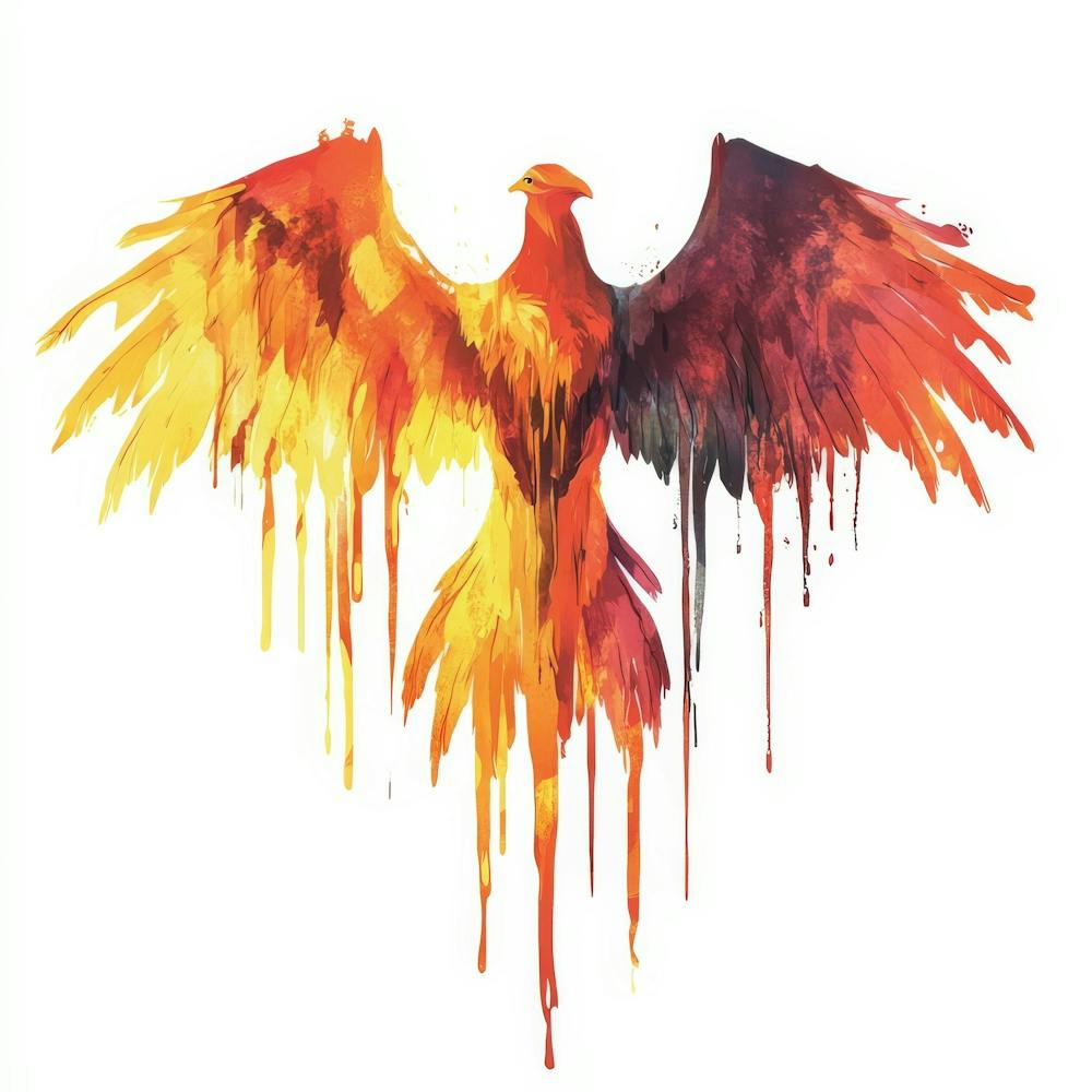 Color Drip Animal Design A Soaring Phoenix With 1 Art Print by Domanin ...