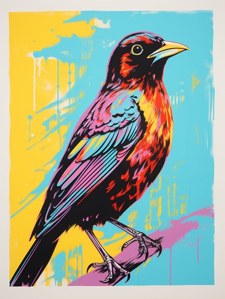 Andy Warhol Style Bird Blackbird 3 Art Print by Feathered Muse – Fy!