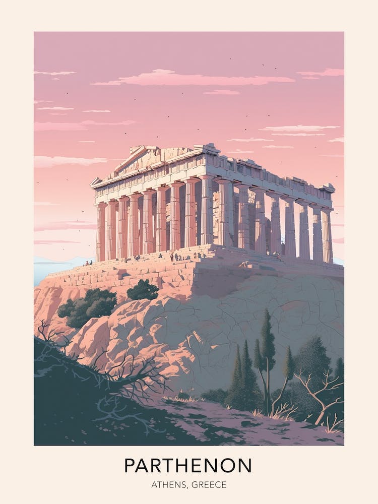 The Parthenon Athens Greece Travel Poster Art Print by The Art of ...