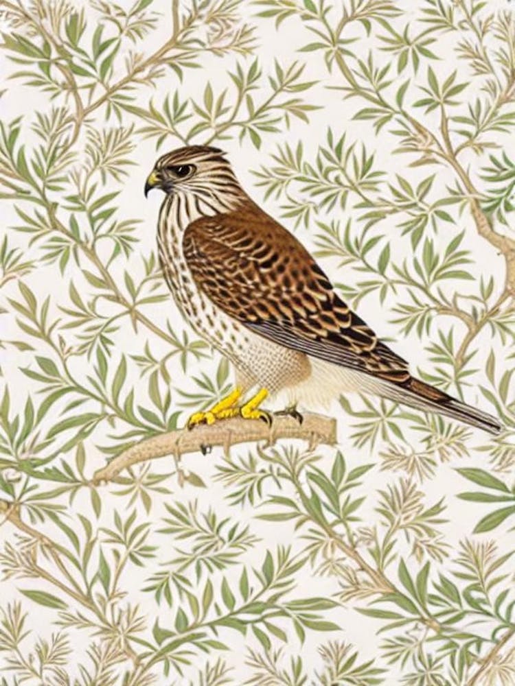 Hawk 2 William Morris Style Bird Art Print by Featherline – Fy!