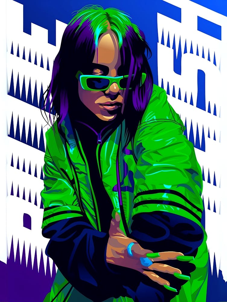 Billie Elish Blue Print Art Print by Keily Art Store – Fy!