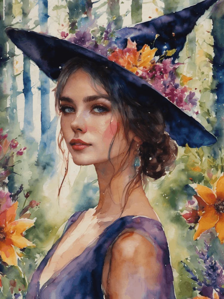 The Young Witch Freya ~ Watercolour Witchy Art by Lyra the Lavender ...