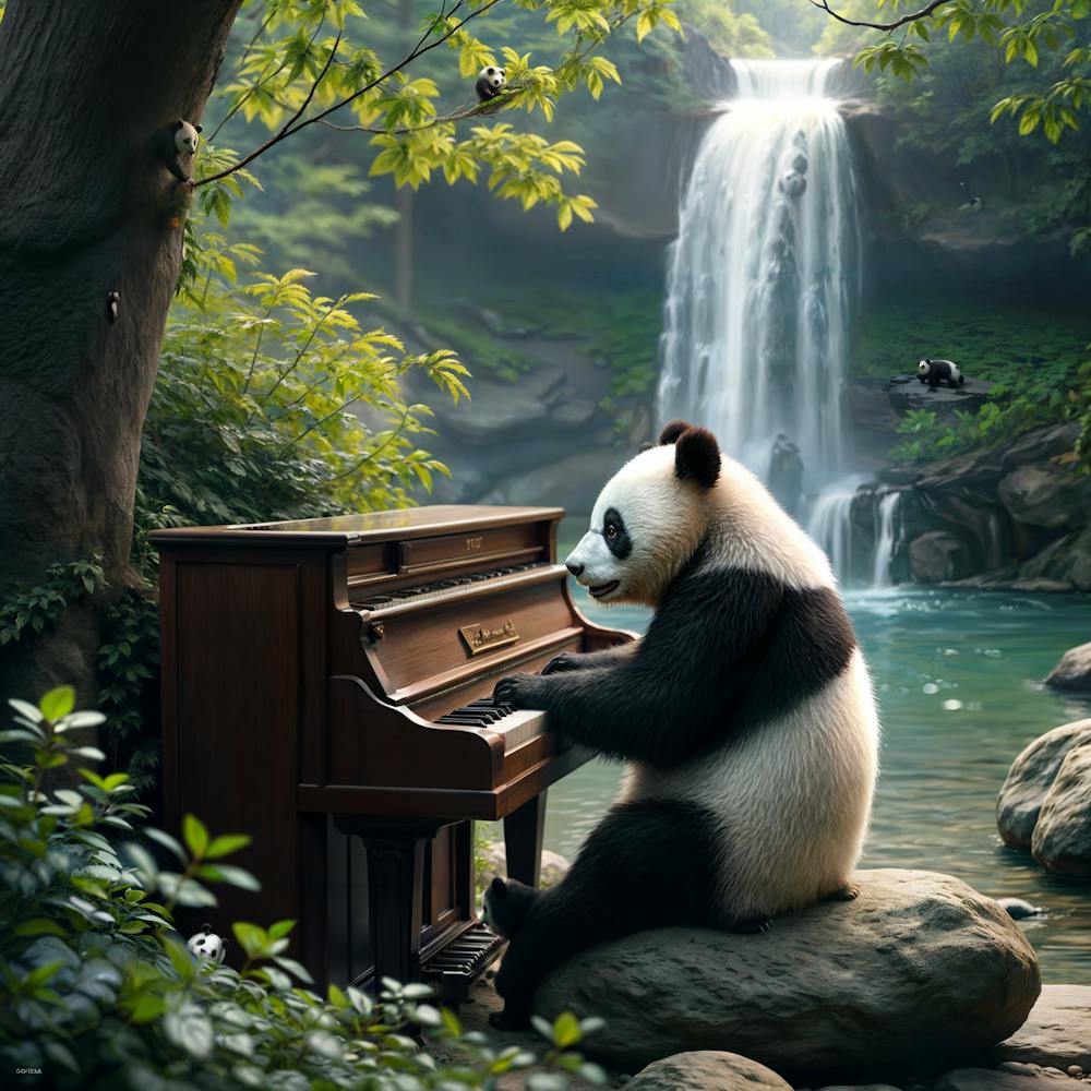 Panda Playing Piano Art Print by IMagine – Fy!