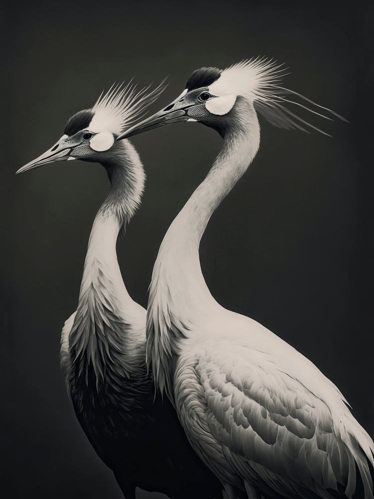 Cranes Monocrome Art Print by Treechild – Fy!