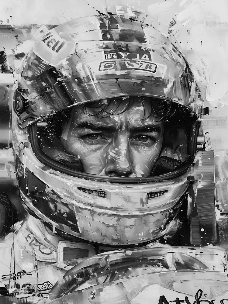 F1 Driver Portrait Art Print by Monochrome Heaven – Fy!