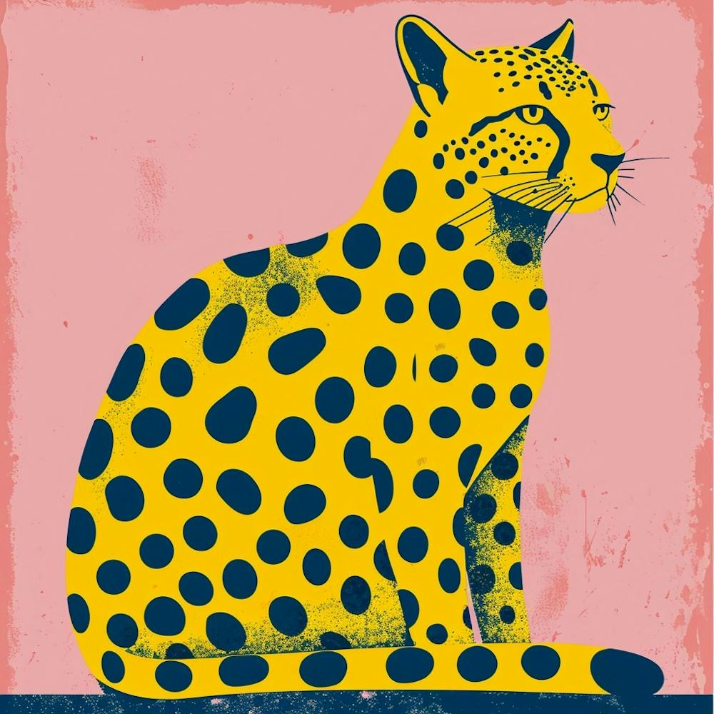 Yellow Cheetah Square 5 Art Print by Scribble Studio – Fy!