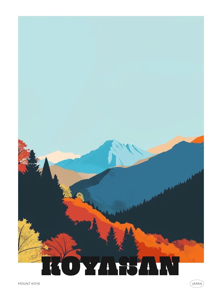 Mount Koya Koyasan 2 Colourful Illustration Poster Art Print by Japan ...