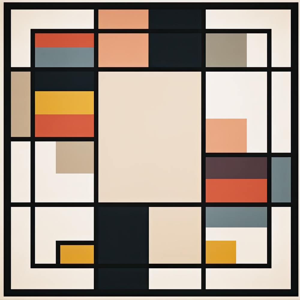 Abstract Retro Revival: Geometric Symmetry in Mid Century Hues Art ...