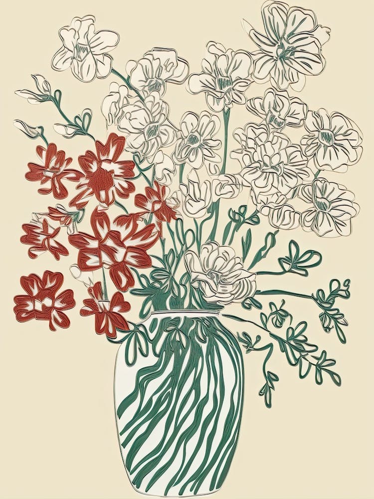 Floral Still Life Sketch Line Art 18 Art Print by Fusion Designs – Fy!