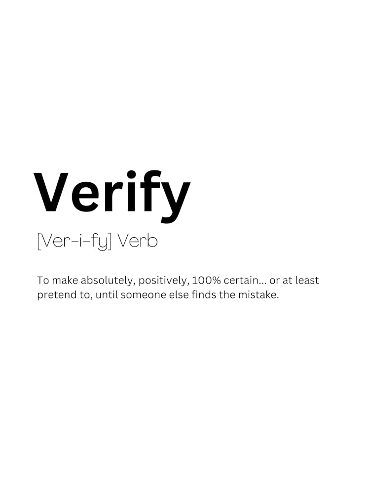 Verify Definition Meaning Art Print by Kaigozen – Fy!