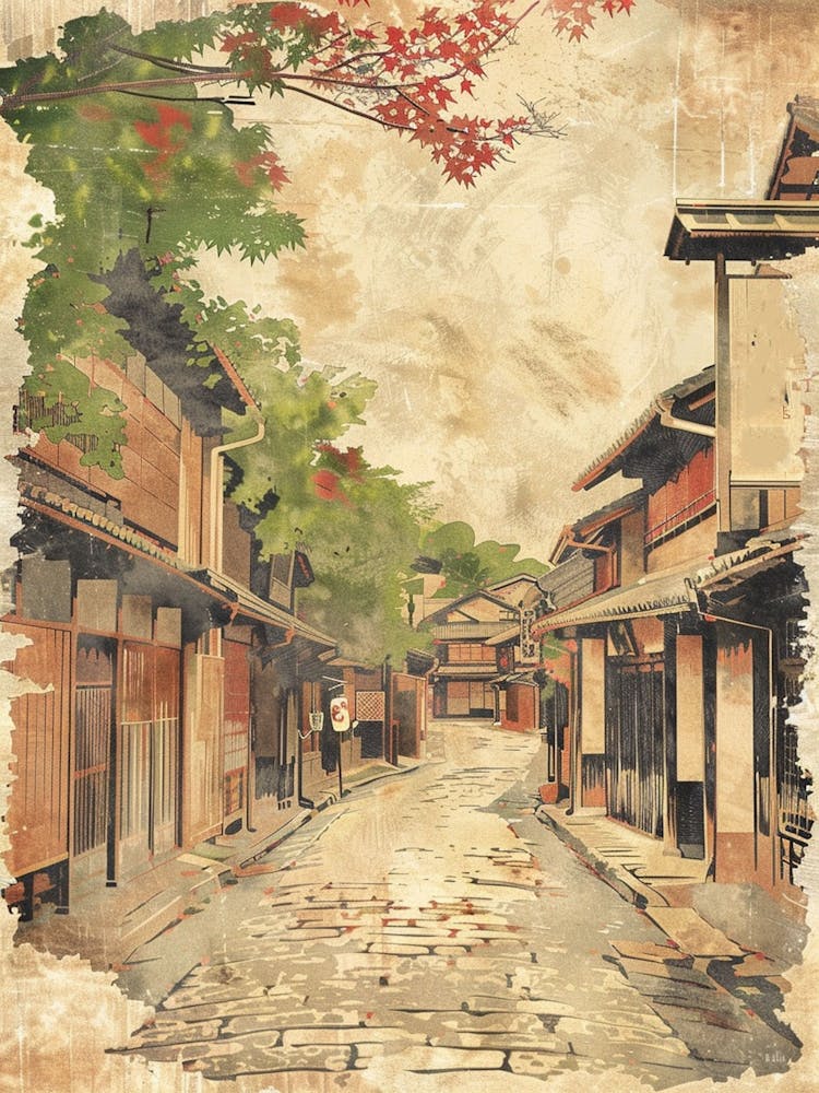 Gion District Japan Mid Century Modern 2 Art Print by Japan Journey – Fy!