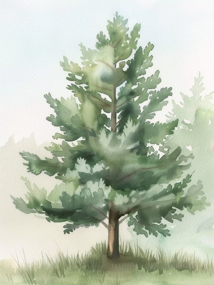 Balsam Tree Atmospheric Watercolour Painting 4 Art Print by Bough And ...