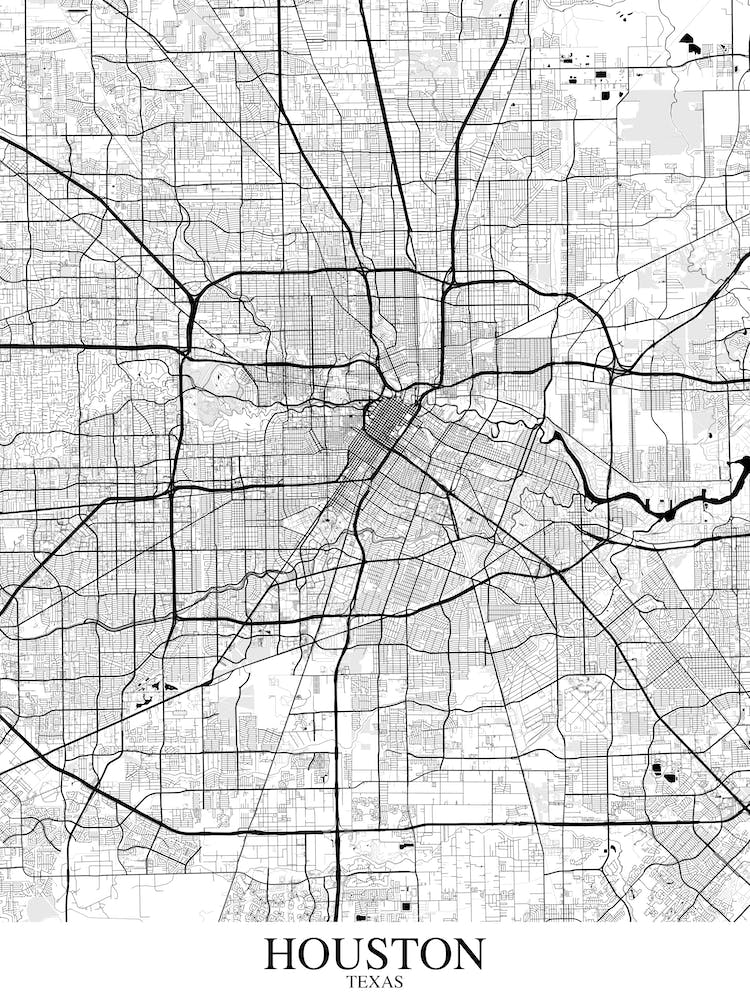 Houston Texas White Black Art Print by Mapply – Fy!