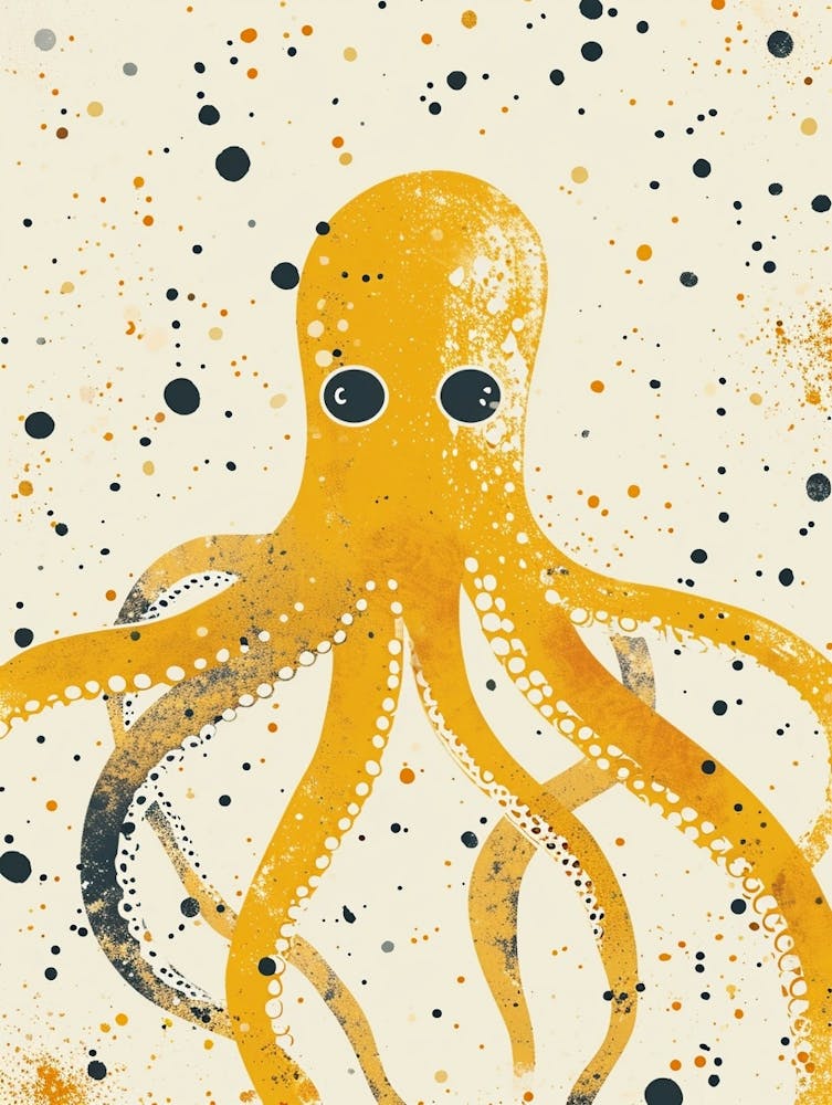 Yellow Squid Art Print by Scribble Studio – Fy!