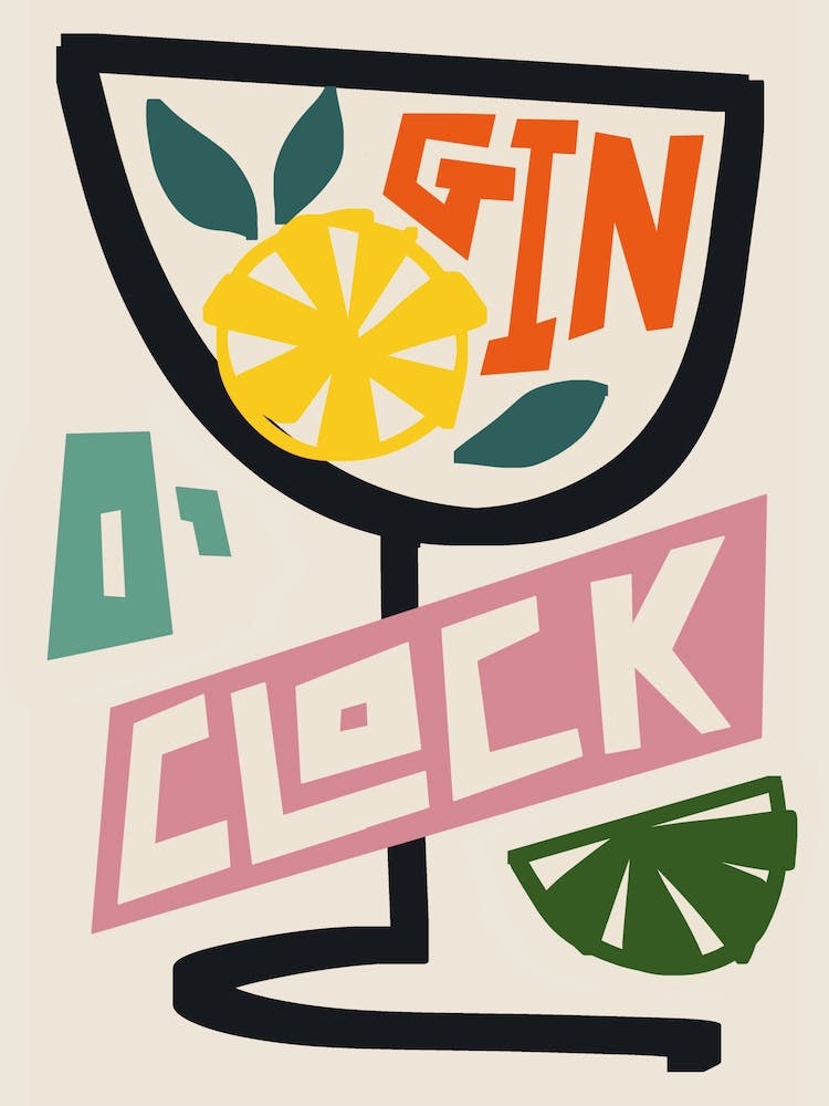 Gin O Clock Art Print by Natalie Cass Art – Fy!