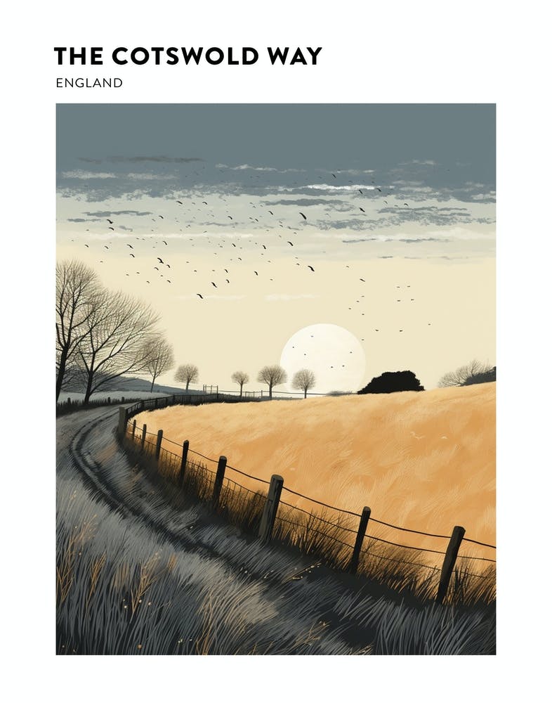The Cotswold Way England 2 Hiking Trail Landscape Poster Art Print by ...