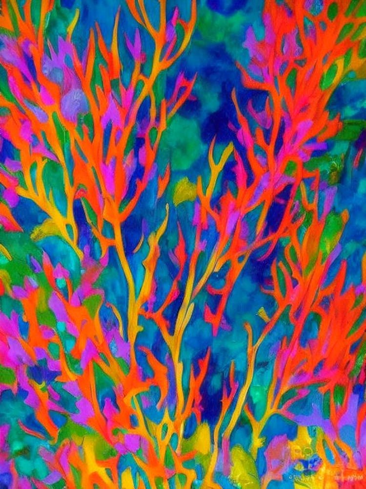 Acropora Efflorescens Vibrant Painting Art Print by Reef Reflections – Fy!