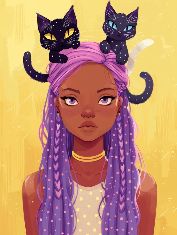 Cat Girl 5 Art Print by Moving Clouds Art – Fy!