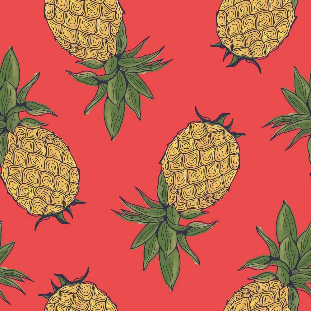 Pineapples On A Red Background Art Print by claudiasdesign – Fy!