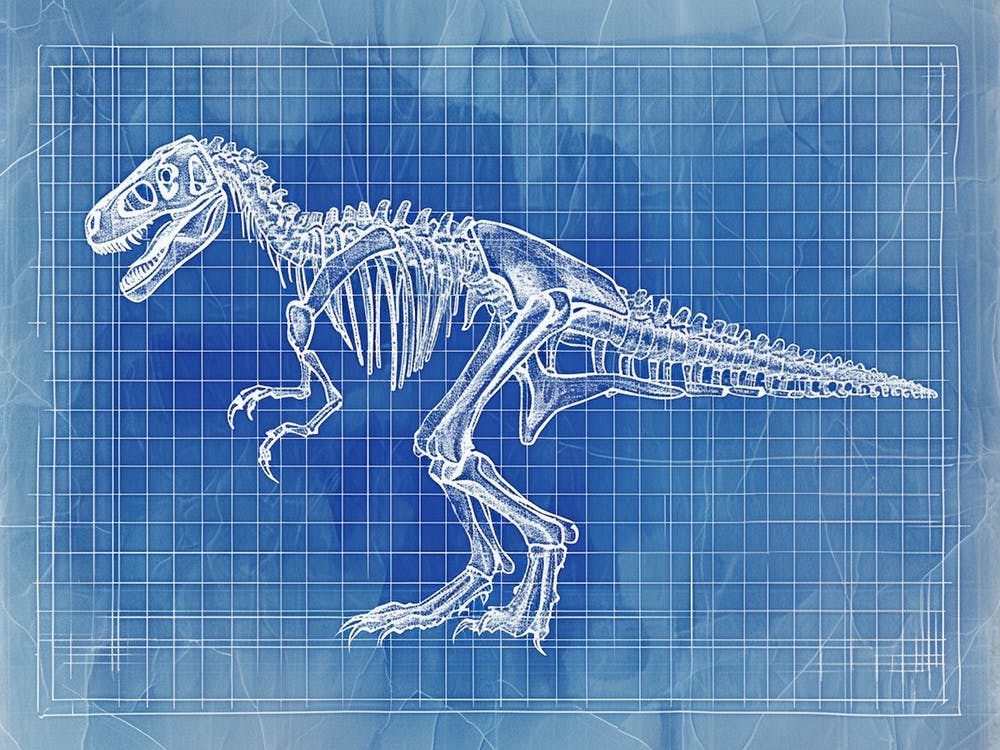 Allosaurus Dinosaur Skeleton Blueprint 2 Art Print by Dino Delights – Fy!