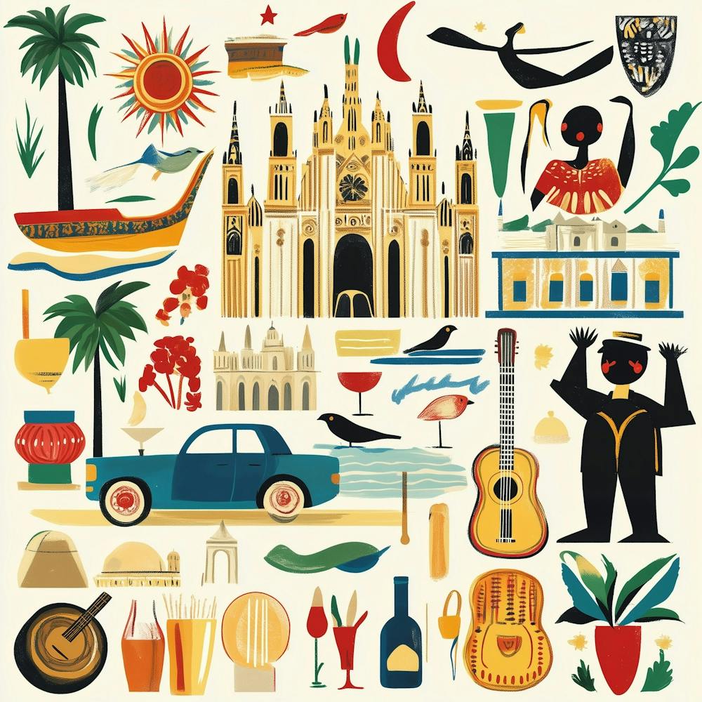 Illustration Of Spanish Icons Art Print by Maxleron – Fy!