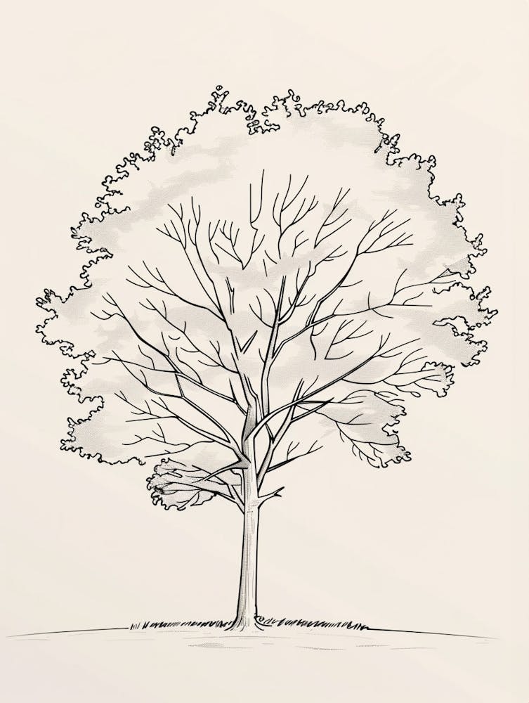 Sycamore Tree Minimalistic Drawing 3 Art Print by Bough And Bloom ...