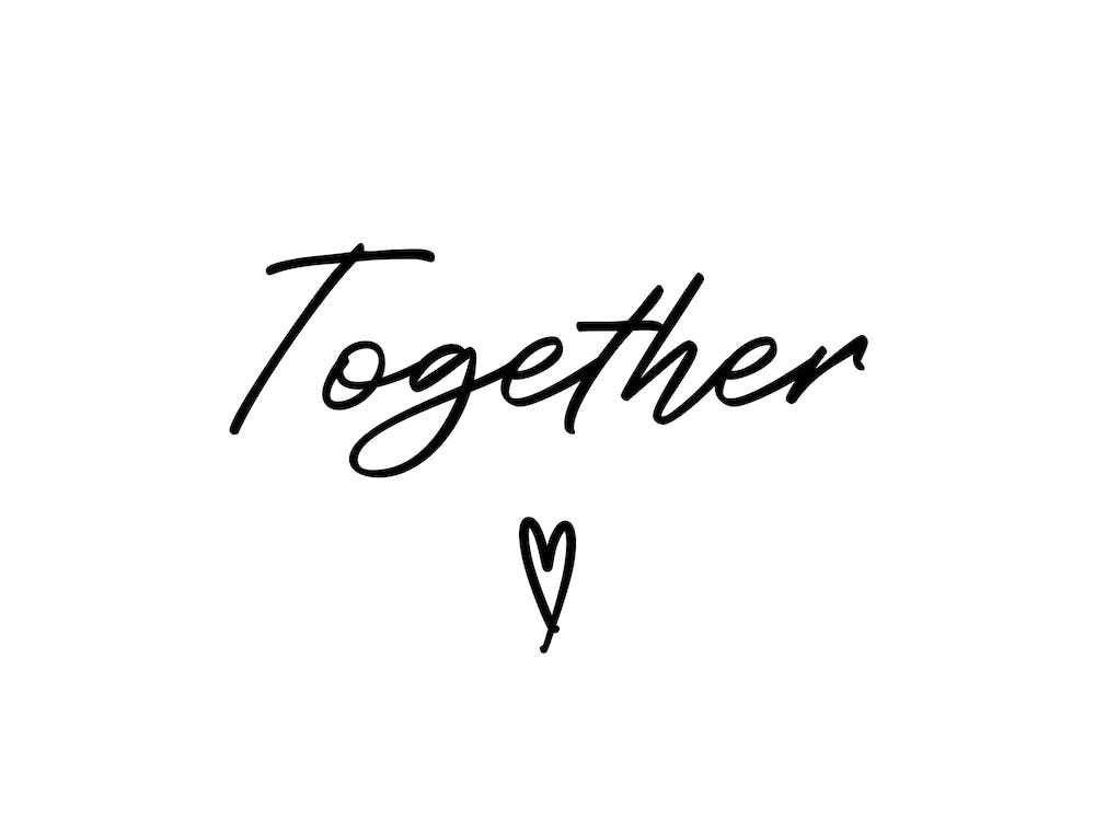 Together Cursive Text in Black and White Art Print by OneThreeSix – Fy!