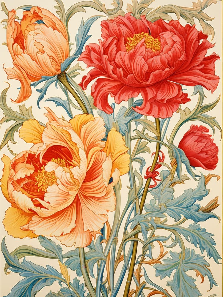 Victorian Peonies Art Print by Rizwana Khan – Fy!